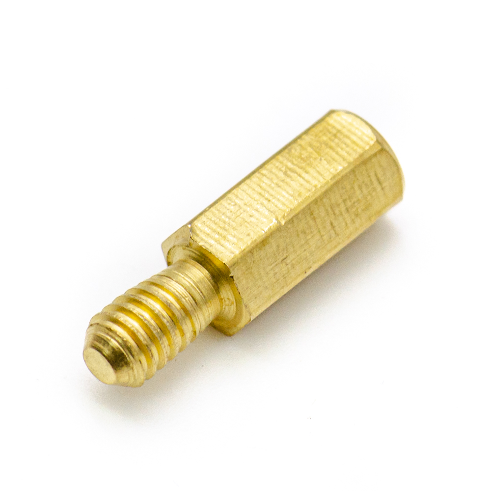 PCHSN-10 Стойка для печатной платы шестигранная, латунь, внутр. резьба М4х0,7, наружная резьба ...